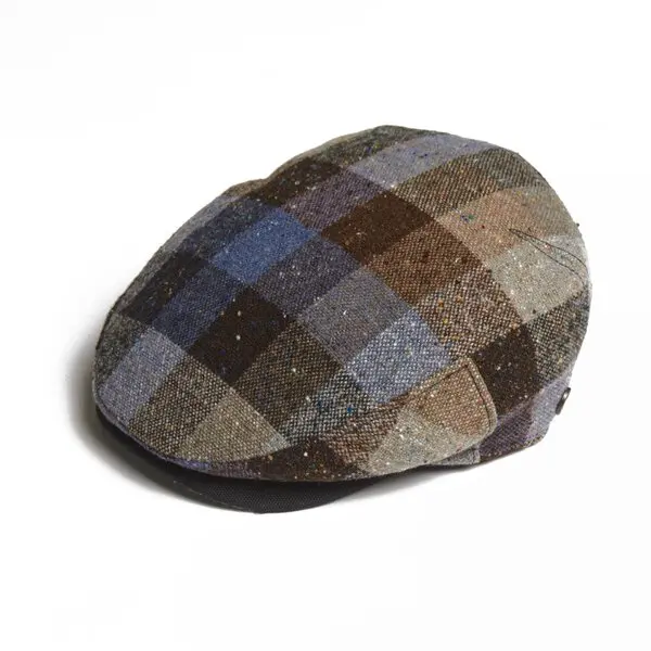DASMARCA HATS Tailor Checks Ukranian Tweed Wool Cap For - Blue