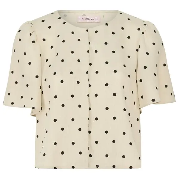 TRAFFIC PEOPLE Neutrals / Spanish Harlem Cream And Polka Dot Daisy Top - Black