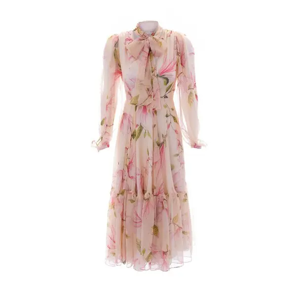 SOFIA TSERETELI Long Cream “magnolia” Dress
