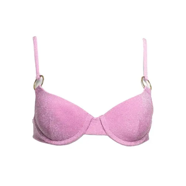 PATTI JANE SWIM Lola's Disco Sparkle Padded Bikini Top - Pink