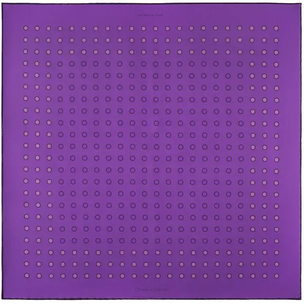 OTWAY & ORFORD Luna' Polka Dot Silk Pocket Square In & Lilac. Full-size - Purple