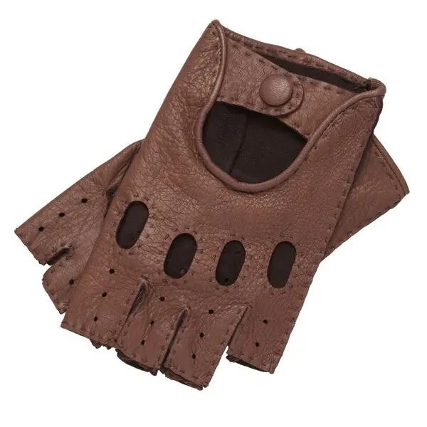 1861 GLOVE MANUFACTORY Rome Spring Deerskin Fingerless Driving Gloves In Taupe - Brown