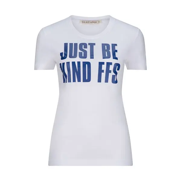 LOVE AND NOSTALGIA Blue / White Margot Tee Just Be Kind - Blue/white