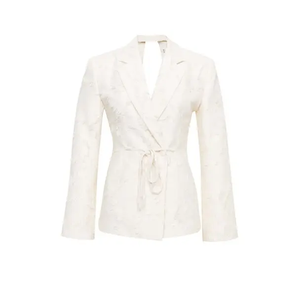 Sélone Jora Fringe Open-back Blazer / Cream - White