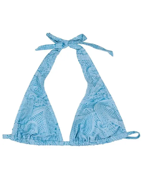LORDS OF HARLECH Raquel Crochet Paisley Teal Bikini Top - Blue
