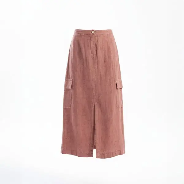 Haris Cotton Cargo Linen Skirt With Pockets And Front Slit Blush - Brown