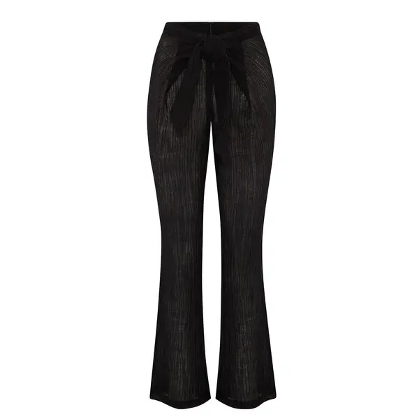 THE SUMMER EDIT Livi Crinkle Linen Trouser - Black
