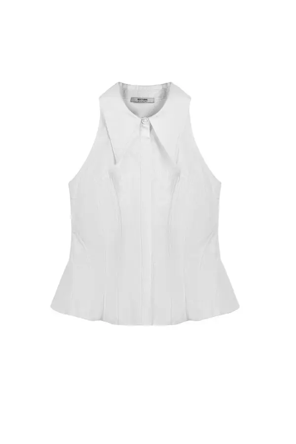 NOCTURNE Structured Halter Peplum Top