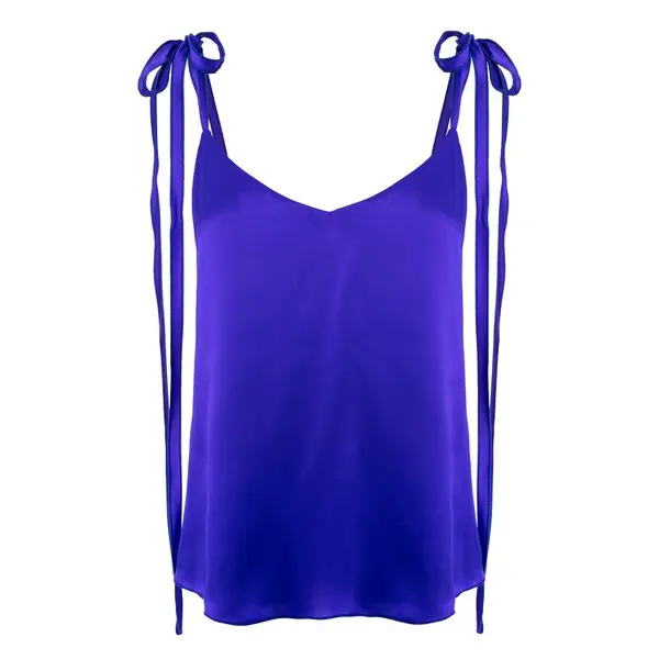 IZABELA MANDOIU Silk Top With Adjustable Straps - Blue