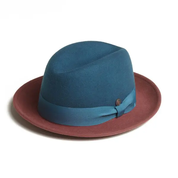 DASMARCA HATS Gangstar Teal Brown Felt Hat - Blue