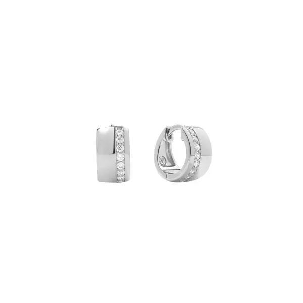 VANCHI Juni Pavé Chunky Huggie Earrings - Silver