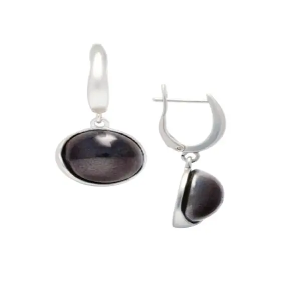 Saachi Colored Glass Orb Dangle Matte Earrings - Black