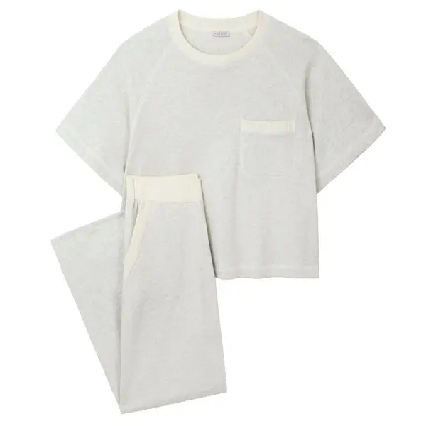 MAMU DREAM Neutrals Cream Marl Organic Cotton Sweatshirt & Joggers Set - White