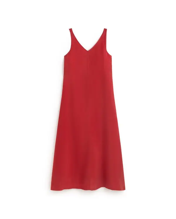 THINKING MU Long Dress Cupro Sade - Red
