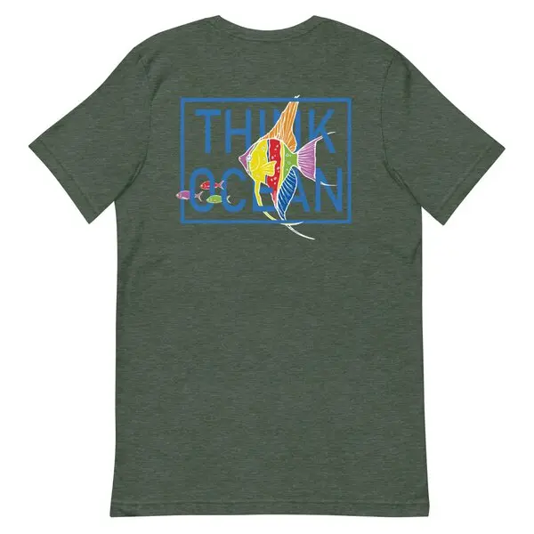 ANCHOR & CREW Forest Think Ocean Fish Fluorescence Cotton Embroidered T-shirt - Green