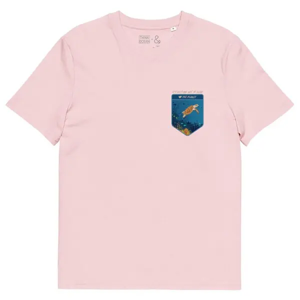 ANCHOR & CREW Cotton Think Ocean Turtle Love The Planet Organic Cotton T-shirt - Pink