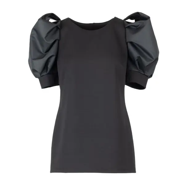 JANA COSHÈ Sculpted Puff Sleeve Blouse - Black