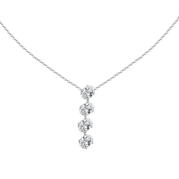 DIAMONBLISS Embellished With Swarovski Silver Plated Oval Cut Drop Pendant Necklace, Five Carats - White