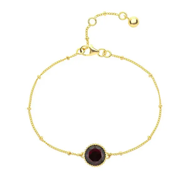 AUREE JEWELLERY Gold / Red Barcelona January Birthstone Bracelet Gold, Red - Gold/red