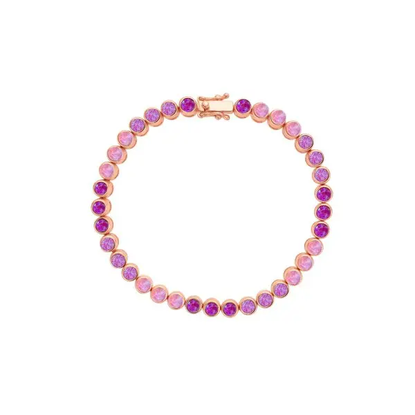 LA KAISER Rose Pink Opal Ombre Tennis Bracelet - Gold