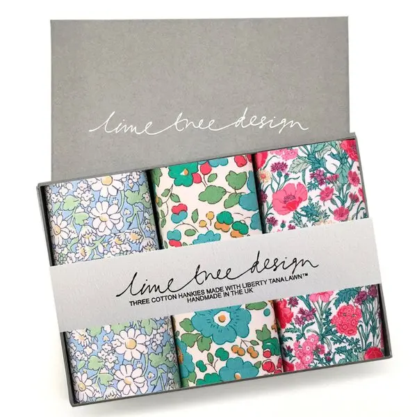 LIME TREE DESIGN Three Hankies Made With Liberty Tana Lawn Pistachio - Green