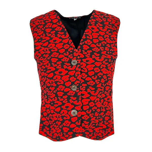 L2R THE LABEL Black / Red Vest Black & Red Animal Print - Black/red