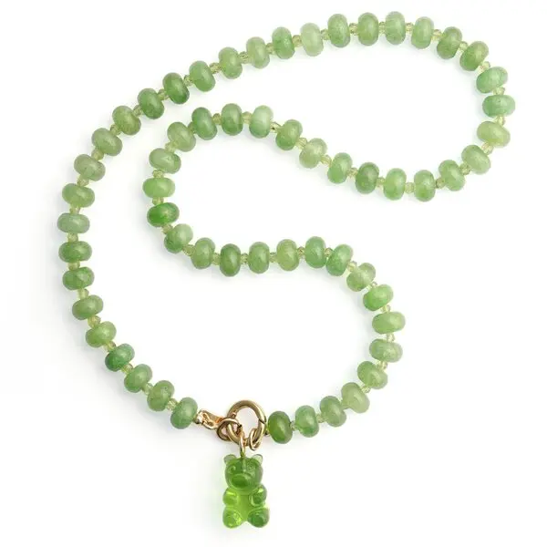 HYE JANE JEWELRY Green / Gold Green Gummy Bear Rondelle Necklace - Green/gold