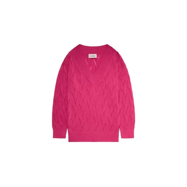 LA GRANNI V-neck Jumper With Cable Knit Detail