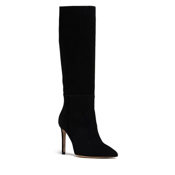 BEAUTIISOLES BY ROBYN SHREIBER Yara Sexy Knee-high Stiletto Suede Valentine Boot - Black