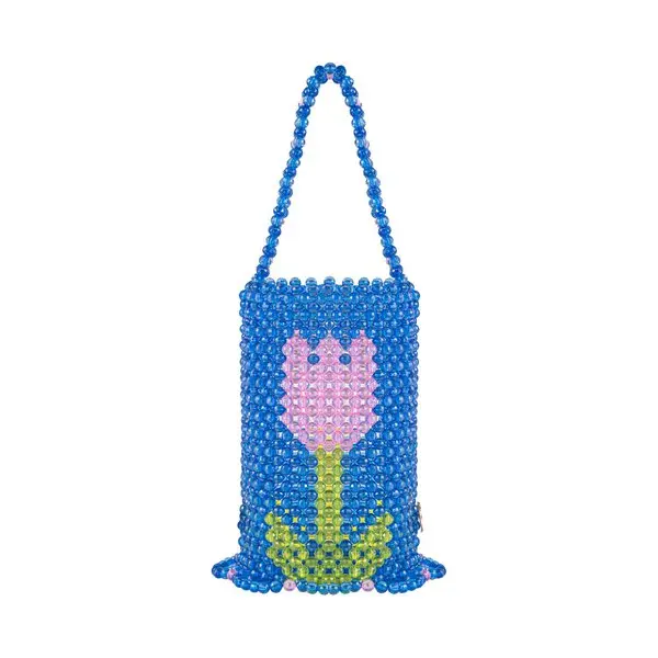 TILLIE BEADS Bloom Tulip Bucket Bead Bag - Blue