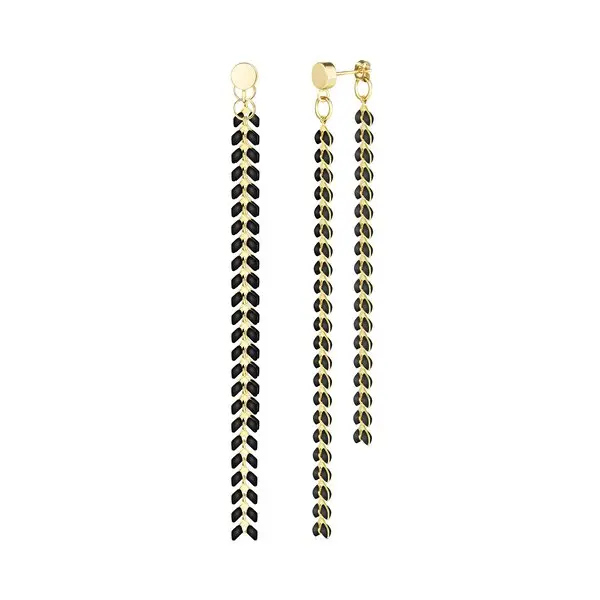 REJECTED HEARTS CLUB Elegante Chevron Dangle Earrings - Black