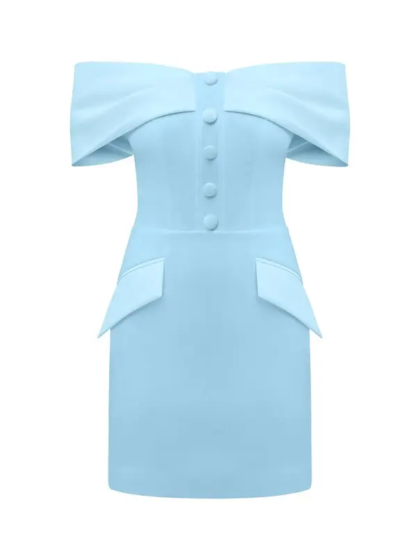 TIA DORRAINE Steel Confidence Off-shoulder Mini Dress, Light