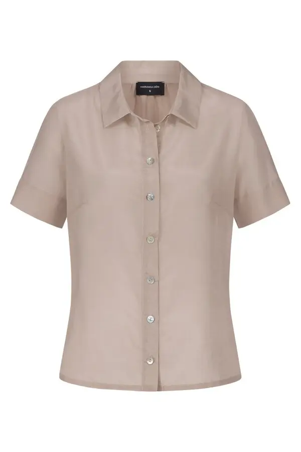 MARIANNA DÉRI Taupe Silk Blend Blouse - Brown