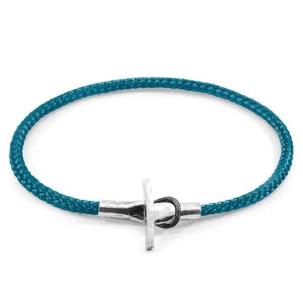 ANCHOR & CREW Ocean Cambridge Silver & Rope Bracelet - Blue