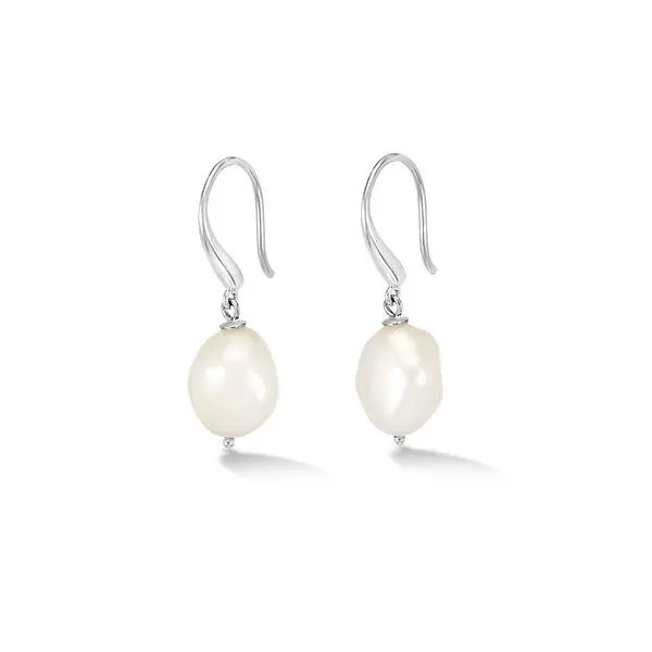 DOWER & HALL White Baroque Pearl Earrings - Silver