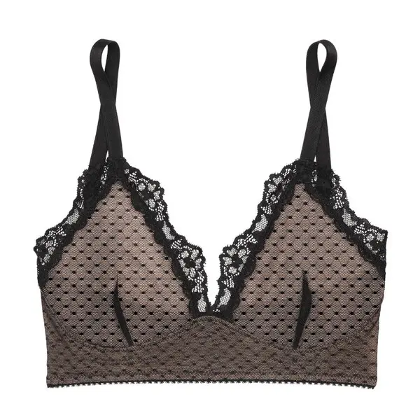 VERDANT INTIMATES Dot Mesh Longline Bra - Black