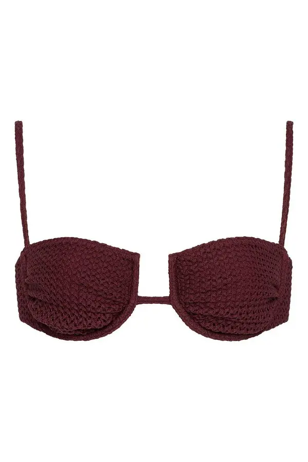 MONTCE Maroon Crochet Simonette Bikini Top - Red