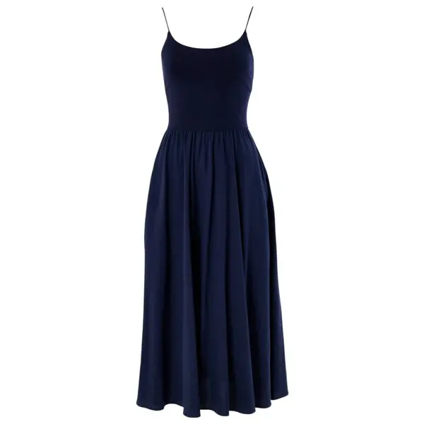 LOUCHE Soumia Jersey Bodice And Recycled Cotton Skirt Midaxi Dress Navy - Blue