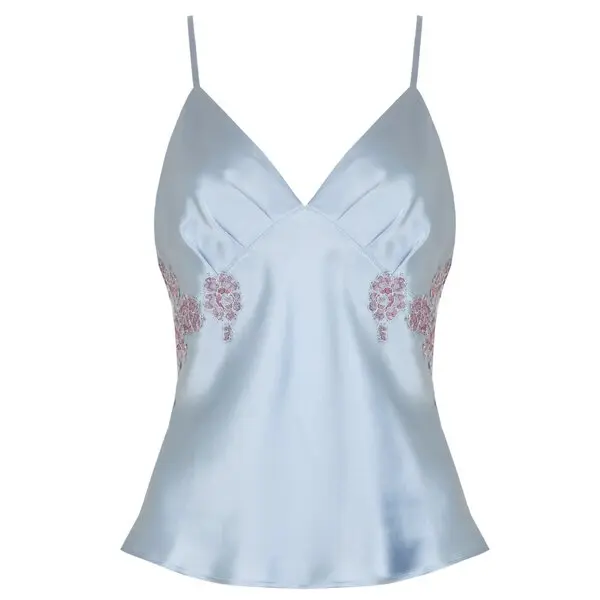 EMMA HARRIS Veronique Luxury Camisole In Haze Silk - Blue