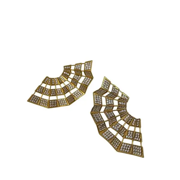 MORNING BLUE. Fan Of Hera Earrings - Gold
