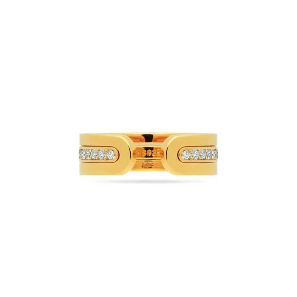 MEULIEN Modular Thin Band Ring Set With Pave Cz - Gold