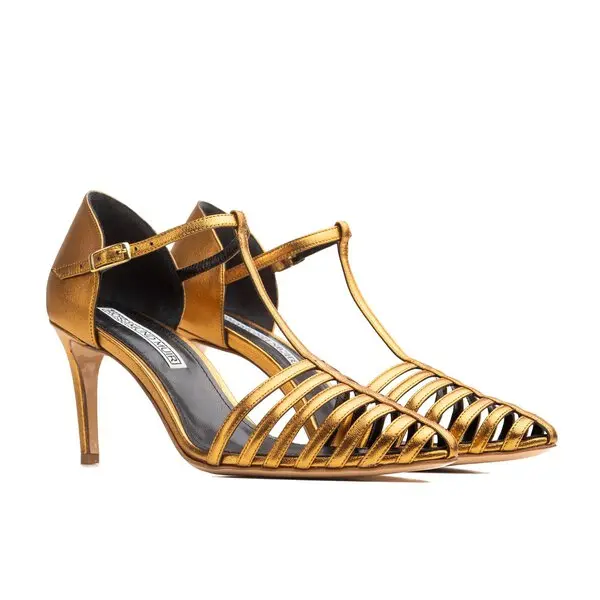 ROSAMUND MUIR LONDON Carlotta Cage Heels - Gold