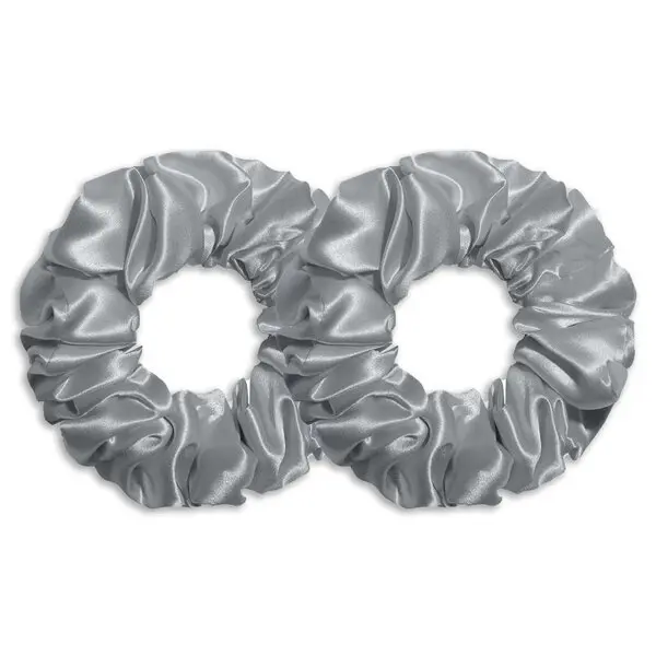 6FIFTYTWO® Pure Mulberry Classic Silk Scrunchies - Silver