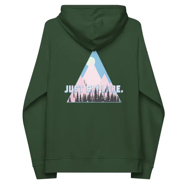 ANCHOR & CREW Bottle Just Explore. Seeker Organic Cotton Raglan Hoodie - Green