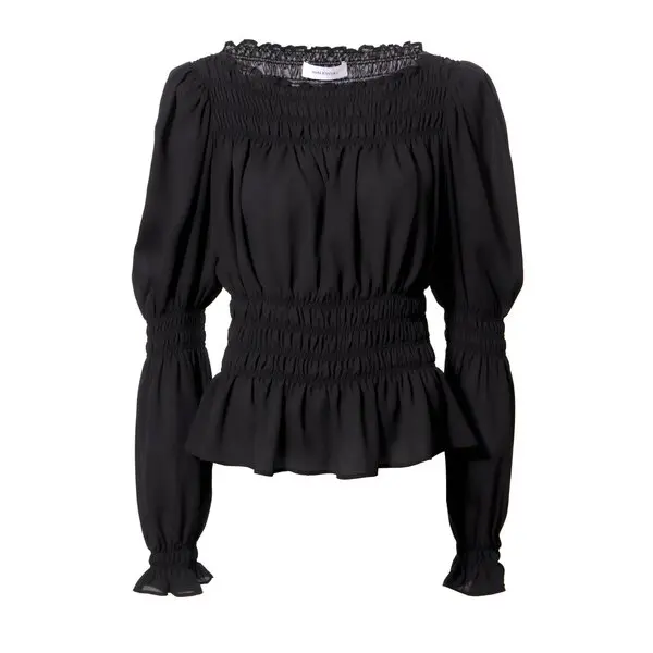 AGGI BY HALEWSKI Molly Sheer Puff Sleeve Top - Black