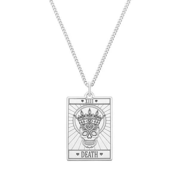CARTERGORE Large Sterling “death” Tarot Card Necklace - Silver