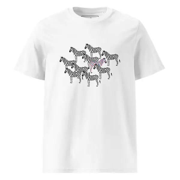 ANCHOR & CREW Zebra Where's William Going? Organic Cotton T-shirt - White