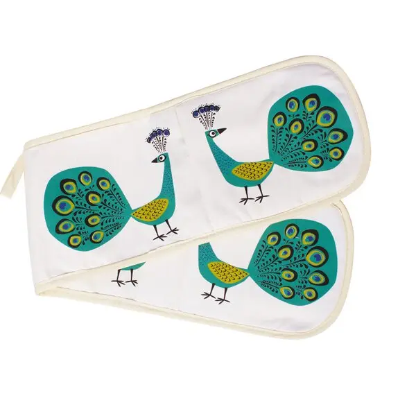 Hannah Turner Neutrals / Peacock Oven Gloves - Blue