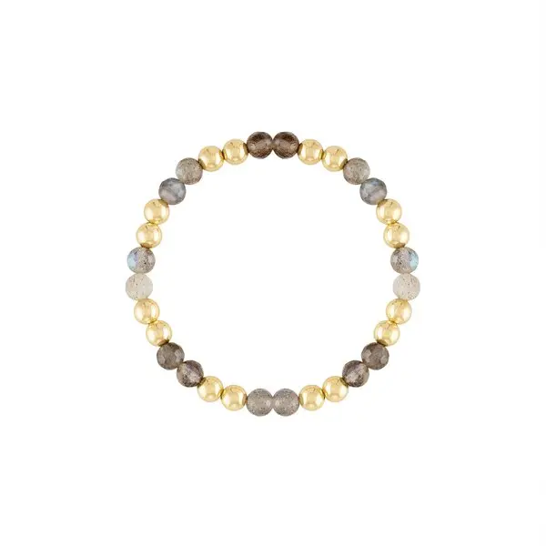 OLIVIA LE Labradorite Power Gem Gold Bubble Bracelet - Grey