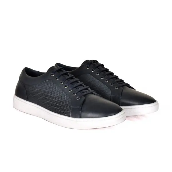 DAVID WEJ Bradford Leather Sneakers- Navy - Blue